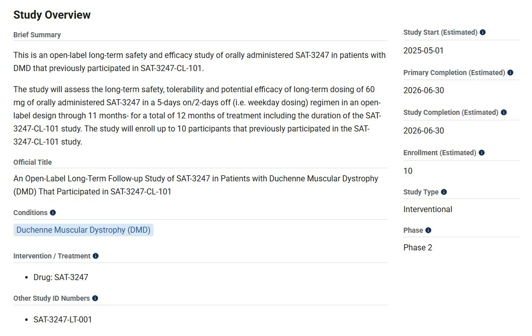 Satellos SAT-3247 Phase 2 Clinical Study Ready to Launch - DMD Warrior